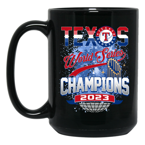2023 World Series Champions Texas Rangers Black 15 oz Ceramic Coffee ...