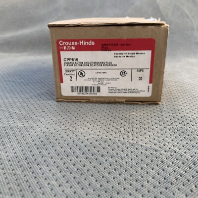 2X Crouse Hinds CPP516 Arktite Delayed Acton Circuit Breaking Plug 20A ...