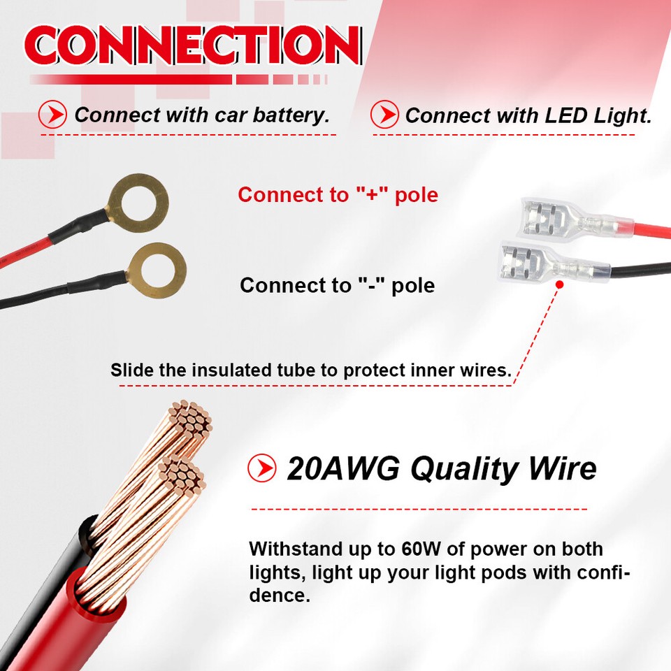 Colight 12V 24V LED Work Light Bar Wiring Harness Loom Switch Relay Kit ...