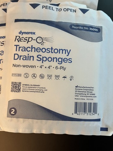 11 Dynarex No. 35050 Resp-O2 6-Ply Drain Sponge Sterile 4" x 4" Non ...