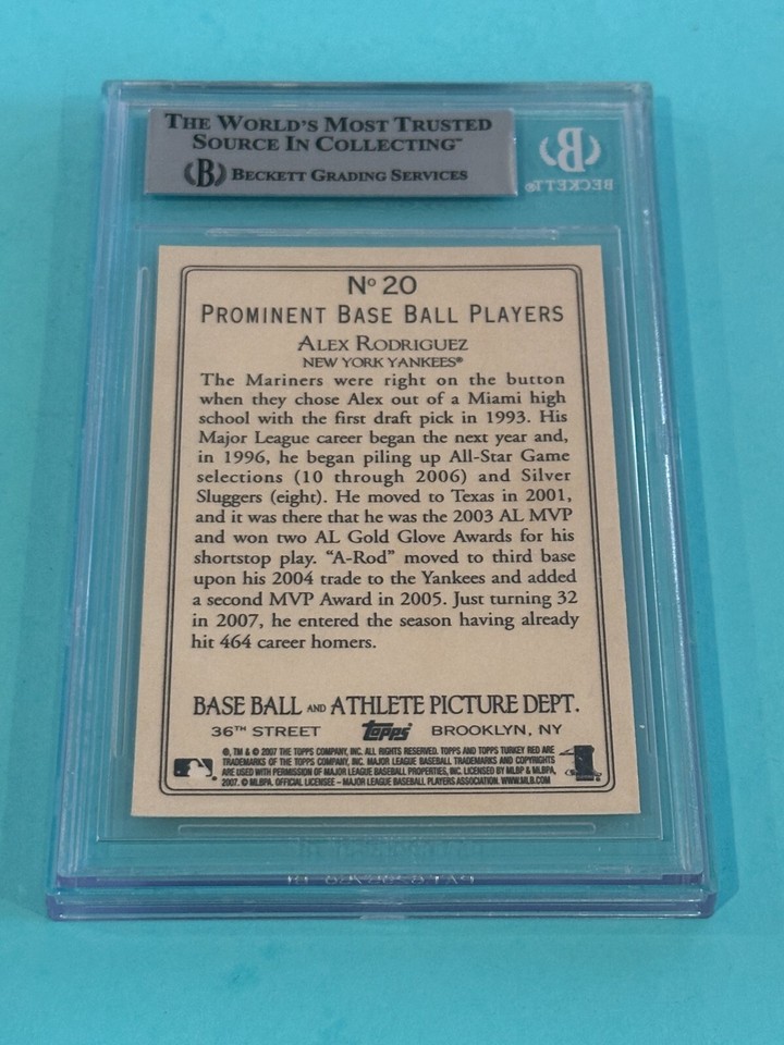 ALEX RODRIGUEZ Signed 2007 TOPPS TURKEY RED Card #20 Beckett (BAS) | eBay