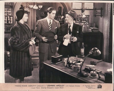 Vintage 8x10 Photo Tyrone Power in Johnny Apollo 1940 w Dorothy Lamour ...