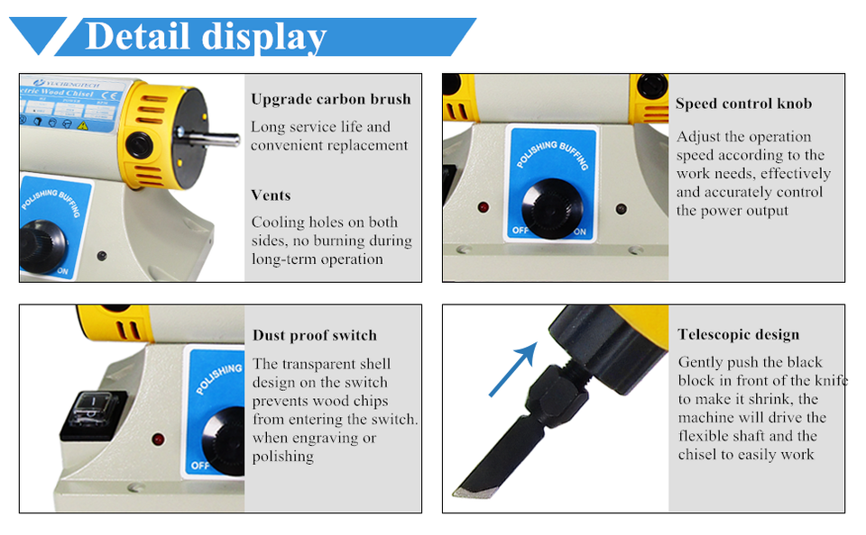 110V Electric Woodworking Carving Machine Woodcut Power Tool w/ 5 ...