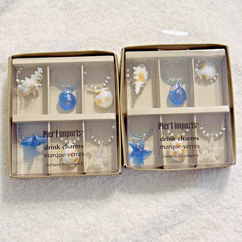 12 Drink Charms Beach Shell Starfish Pier 1 Imports new original 6 in ...