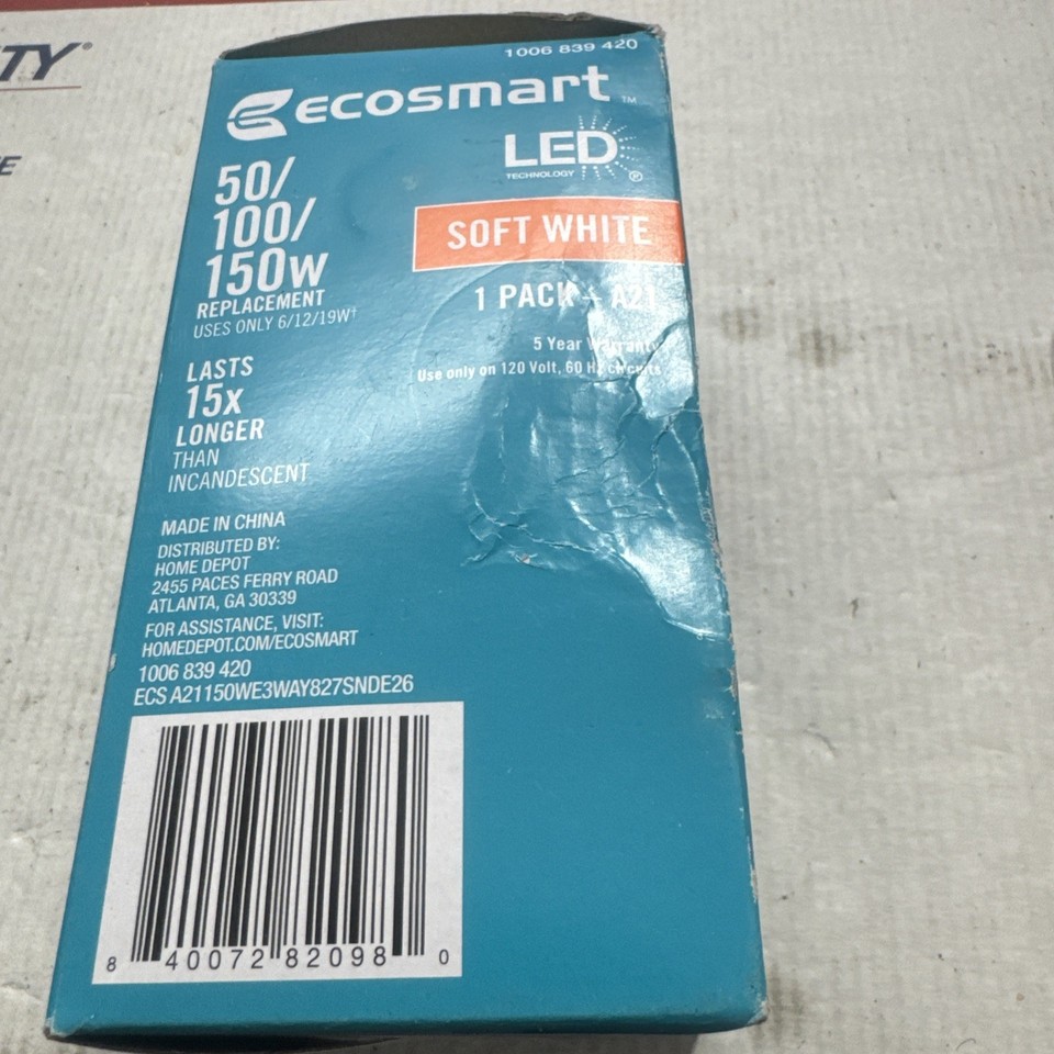 Ecosmart 50/100/150-Watt Equivalent A21 Energy Star 3-Way LED Bulb Soft ...