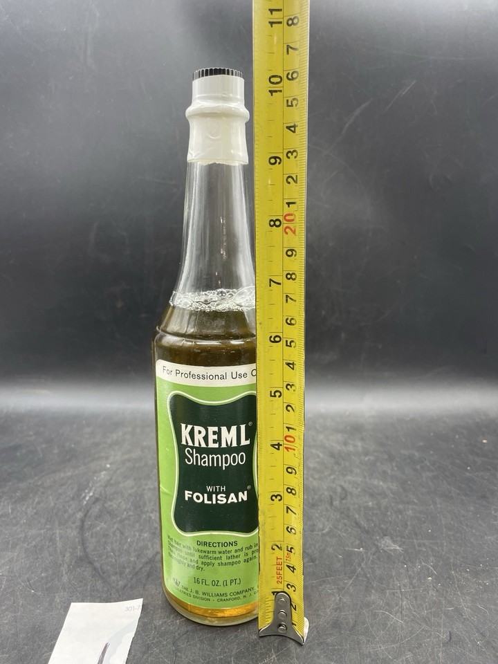 Nos Vintage 1950s KREML SHAMPOO With FOLISAN Full Glass Bottle Hair ...