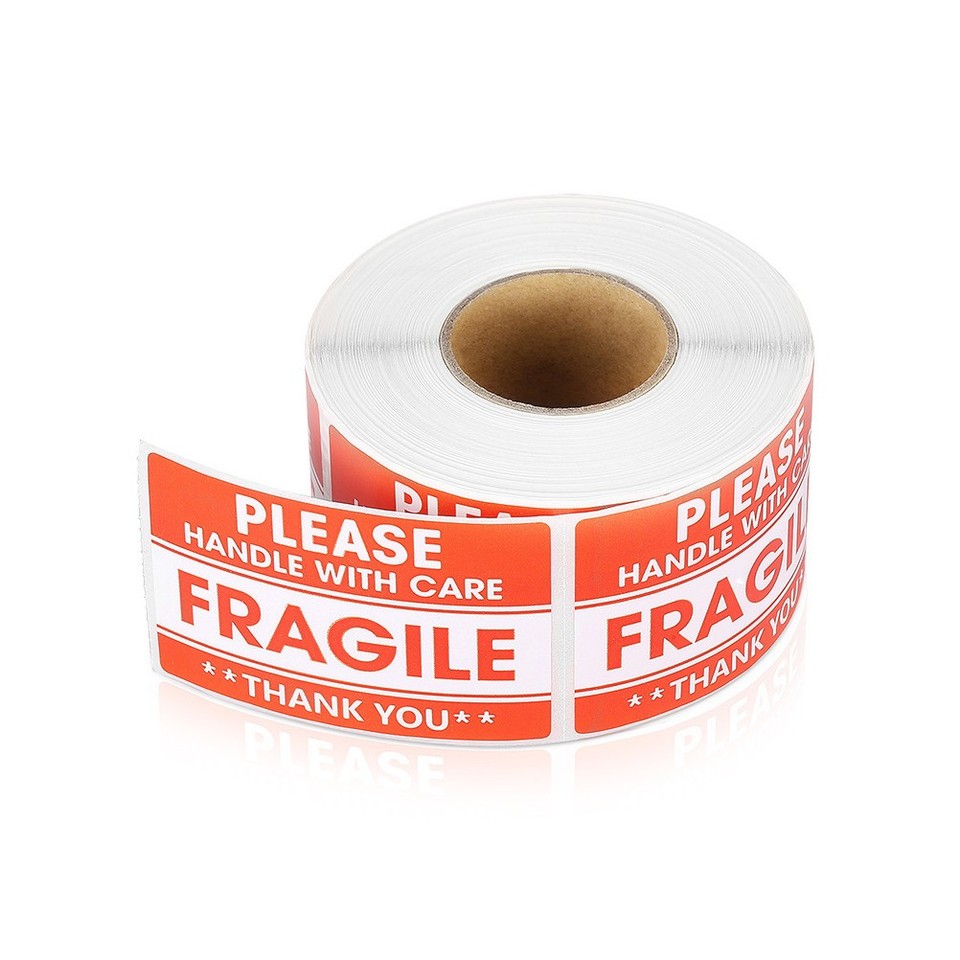 500 Pcs/Roll 2x3 Inch Fragile Warning Stickers Adhesive Backside Sign ...
