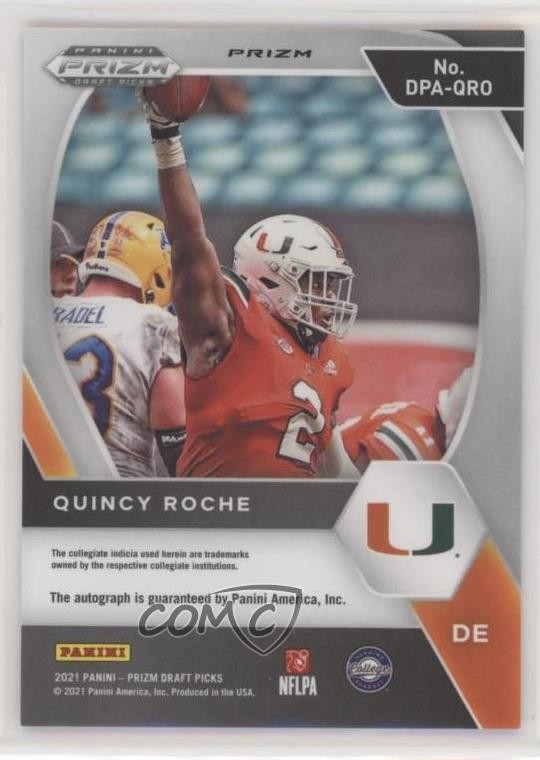 2021 Panini Prizm Draft Picks Orange Ice Quincy Roche #DPA-QRO Rookie ...