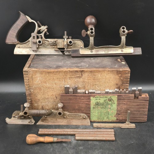 Stanley No. 45 Combination Plane w/ 16 Cutters, Box, and Accessories S ...