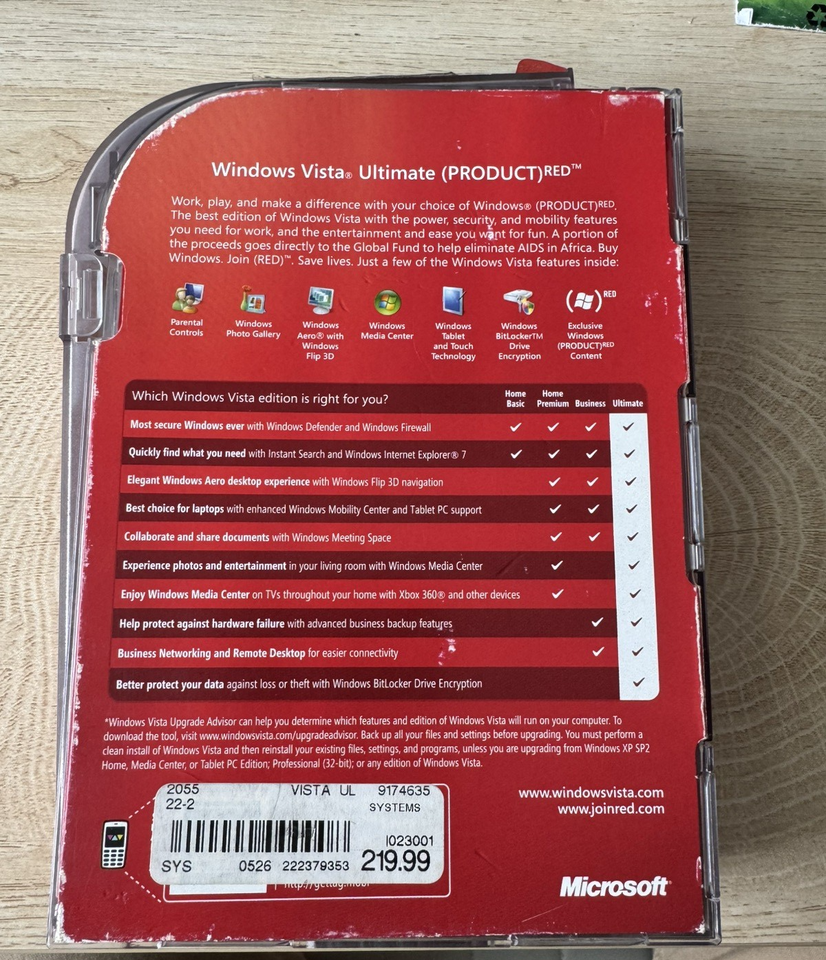 Windows Vista Ultimate (PRODUCT) RED Upgrade Edition 32-bit & 64-bit ...
