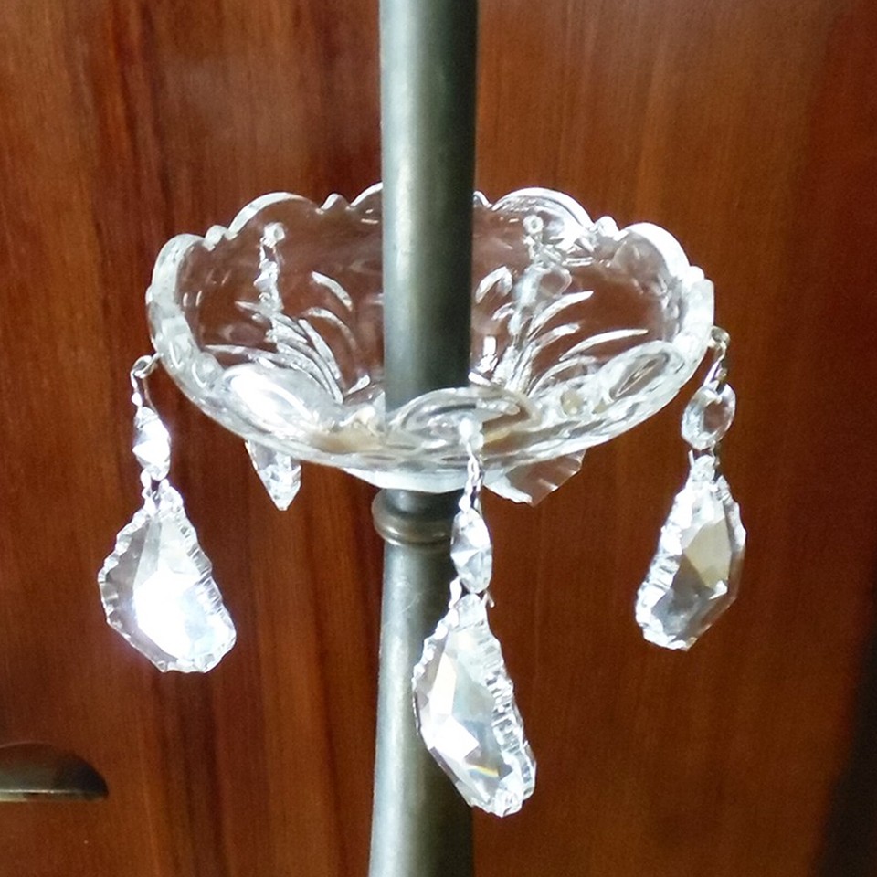 1 PIECE CRYSTAL BOBECHE 4+5/8" DIAMETER WITH 5 CRYSTAL GLASS DROPS | eBay