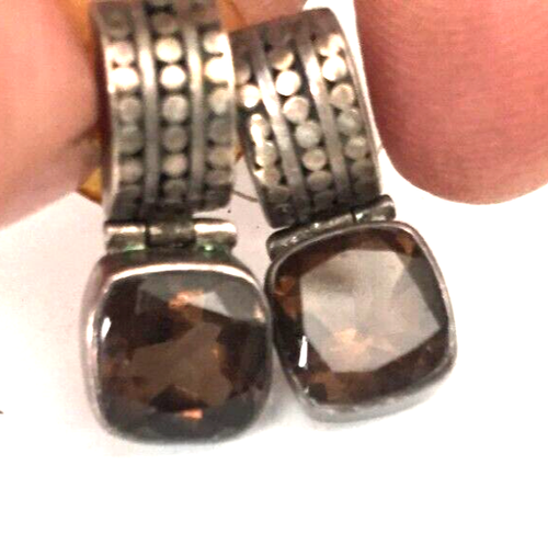 Vtg Earrings MARKED LORI BONN 925 STERLING SILVER Pierced Dangle Topaz ...