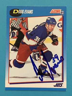 DOUG EVANS Signed 1991-92 Score #399 Winnipeg Jets Flyers Blues ...