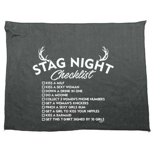 Stag Night Checklist Tshirt - Novelty Tea Towel cleaning cloth Dish ...
