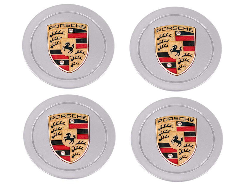 Porsche 996 Boxster 993 Silver Center Cap Colored Crest SET ...