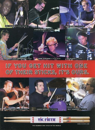 2001 Print Ad Vic Firth Drumsticks w Will Calhoun Charlie Benante ...