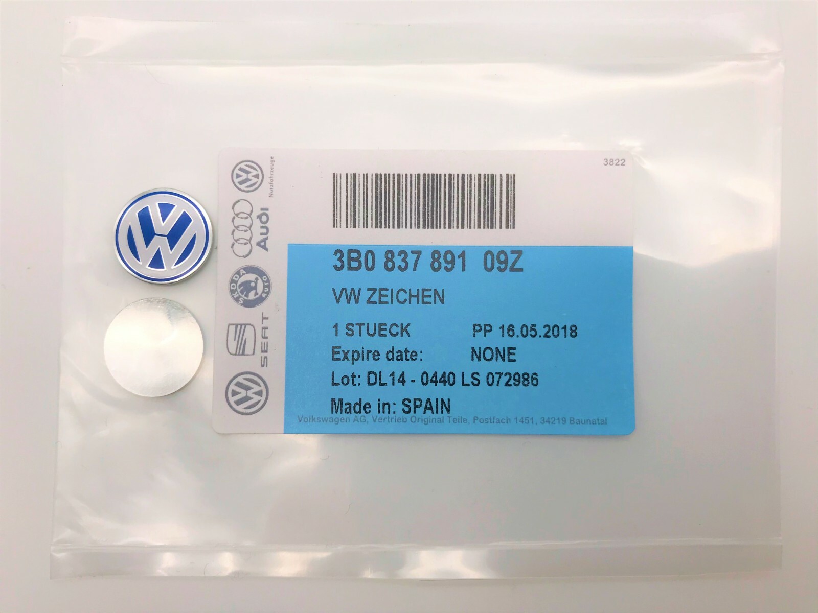 Genuine VW Key Fob Badge Emblem 14mm 2x Replace Passat Jetta Golf ...