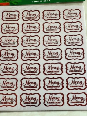 RED MERRY CHRISTMAS WORDING WITH RED TRIM AROUND 3 SHEETS/84 PCS | eBay