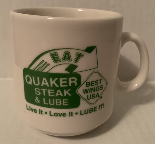 QUAKER STEAK & LUBE “CAUTION: HOT OCTANE” RESTAURANT COFFEE MUG GREAT ...