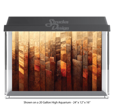 Warm Wood Weathered Plank Polyester Fish Tank Glass Backdrop Aquarium ...