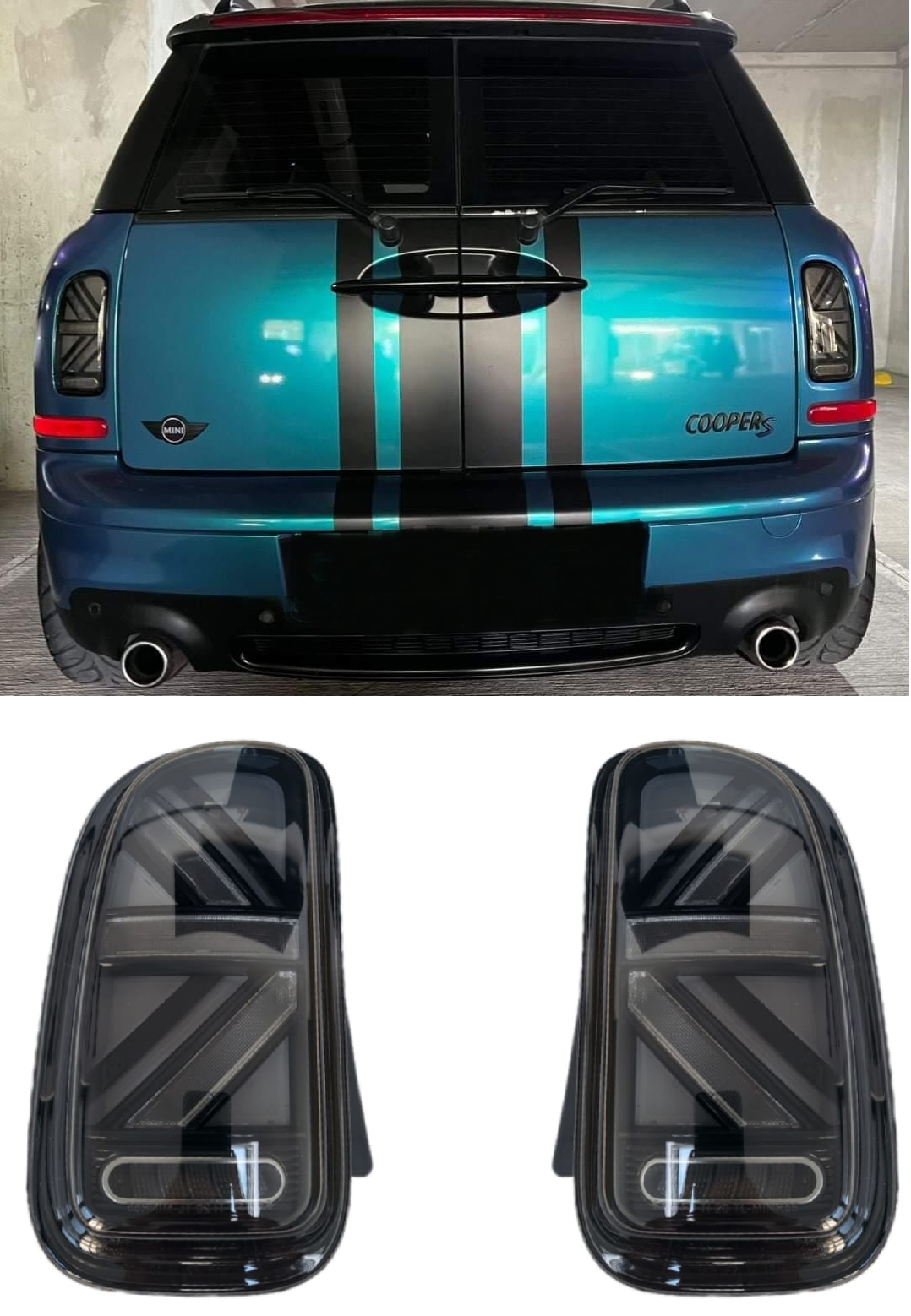 Mini Clubman R55 Smoked LED Union Jack Rear tail Lights Pre-LCI 2007 ...