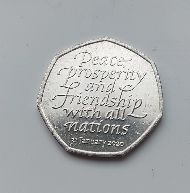Very Rare 50p Coin Brexit *Peace, Prosperity, & Friendship With All ...
