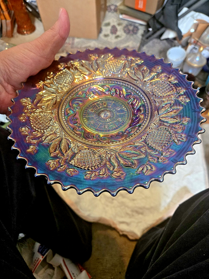 DUGAN BLUE RADIUM IRIDESCENT PLATE w/ELECTRIC IRIDESCENCE AND ...