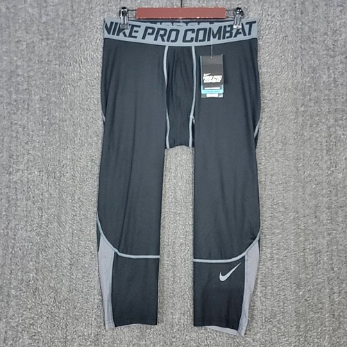 Nike Pro Combat Pants Mens 2XL Black Gray Hypercool 3/4 Compression ...