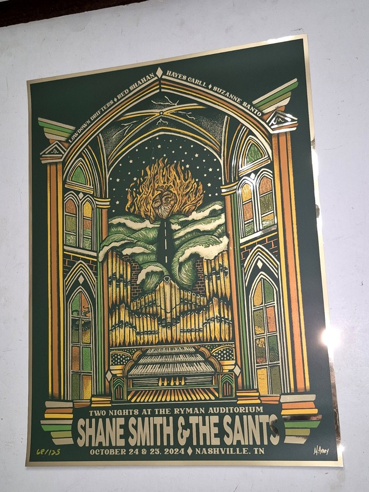 Shane Smith & The Saints FOIL Poster NASHVILLE #/125 Ryman 2024 PLEASE ...