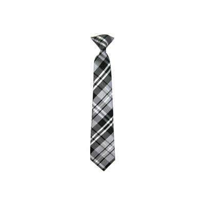 New 100% Polyester Kids Clip On Pre Tied Neck tie plaid & checker Gray ...