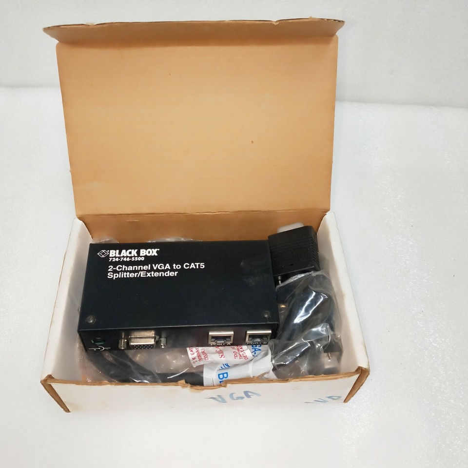 BLACK BOX 2 CHANNEL VGA TO CAT5 SPLITTER EXTENDER | eBay