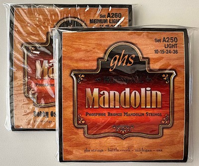GHS MANDOLIN STRINGS- PHOSPHOR BRONZE .010-.036 & .011-.038 TWO GAUGES ...