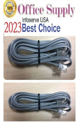 5 Pack, Telephone Line Cord Cable 6P4C RJ11 DSL Modem Fax Phone Silver ...