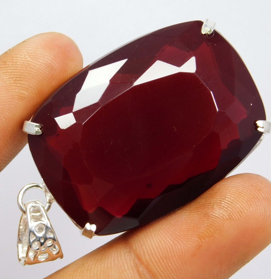 Natural 123.75 Ct Red Topaz Pendant Gems Cushion Cut Certified Brazil ...