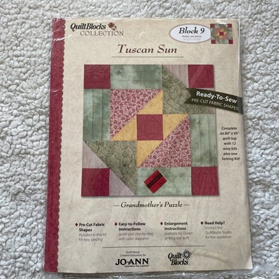 Joann Fabrics Quilt Blocks Collection TUSCAN SUN Block # 9 Grandmothers ...