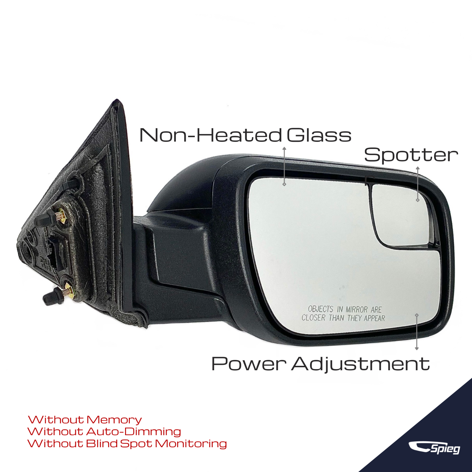 Passenger Side Mirror for 2016-2019 FORD Explorer Base with Spotter Non ...