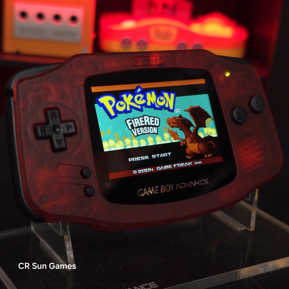 Clear Red Game Boy Advance GBA Console with iPS V5 Backlight Backlit ...