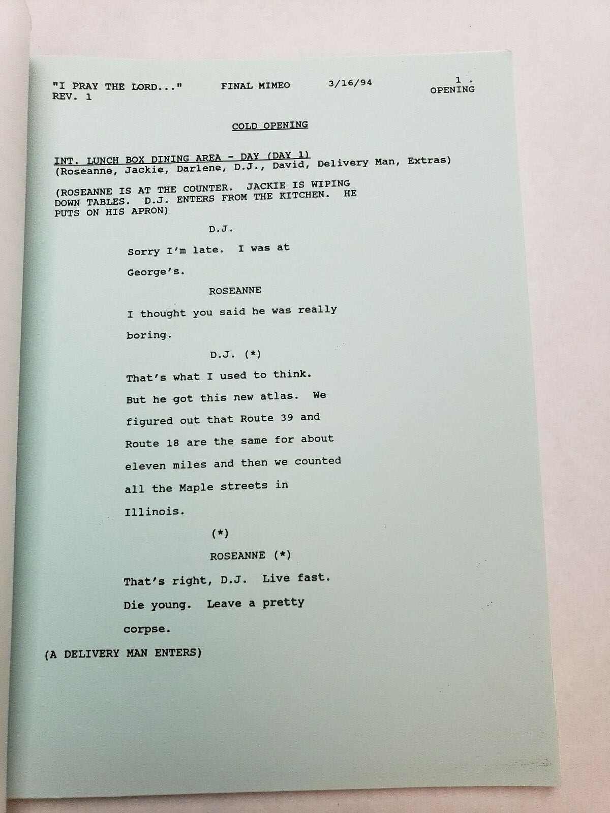 ROSEANNE / Kevin Abbott 1994 TV Script, 'I | Grelly USA