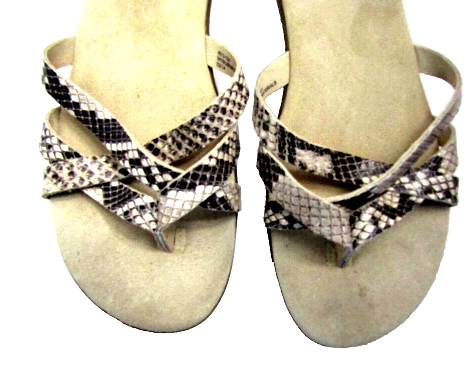 GH Bass &Co. Sunjuns SHARON Flat Strappy Sandals LEATHR REPTILE THONGS ...