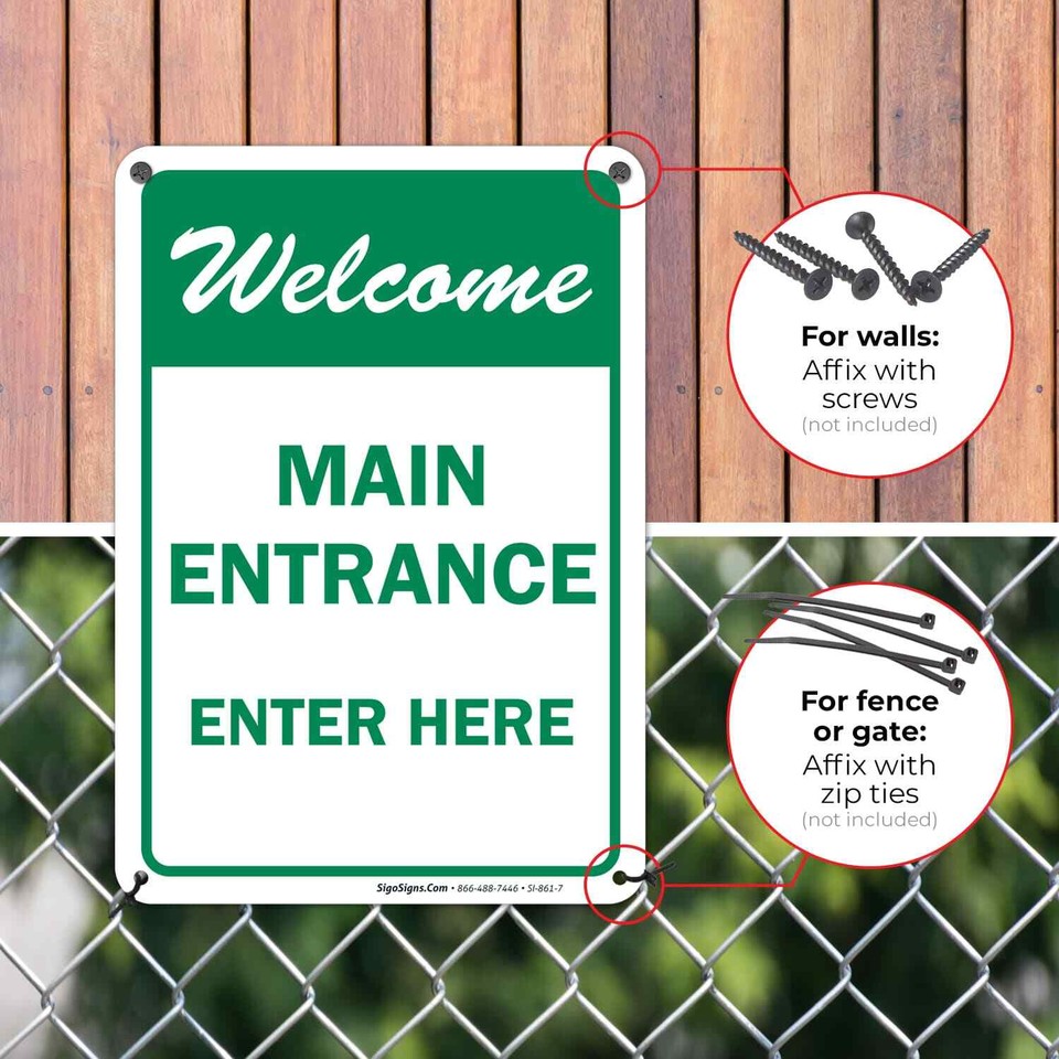 Main Entrance - Enter Here Sign, | eBay