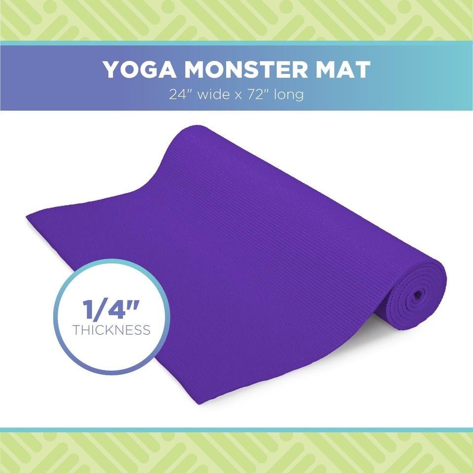 Premium Monster Yoga Mat - 6mm Thick (72”L x 24”W) Extra-Long Exercise ...