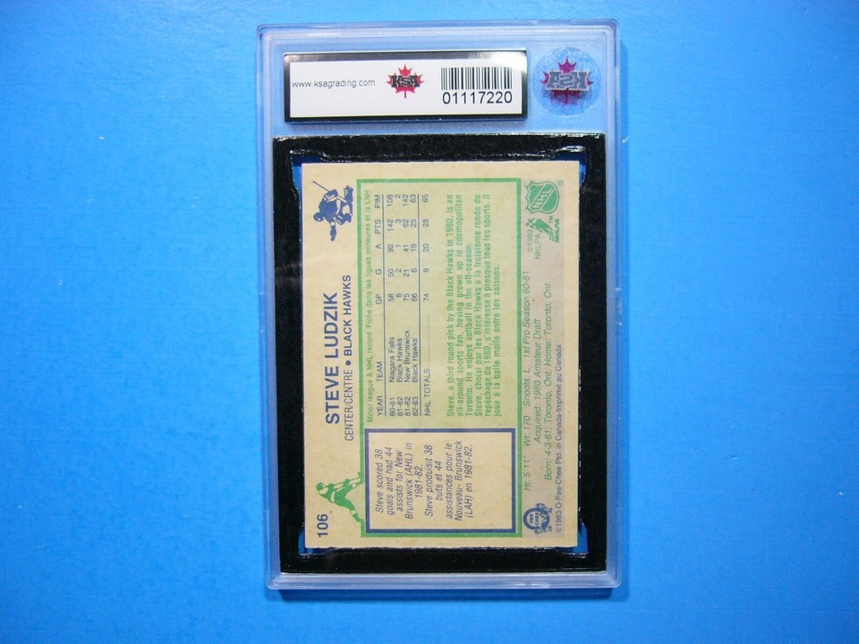 1983/84 O-PEE-CHEE HOCKEY CARD #106 STEVE LUDZIK ROOKIE KSA 8.5 NMMT+ ...