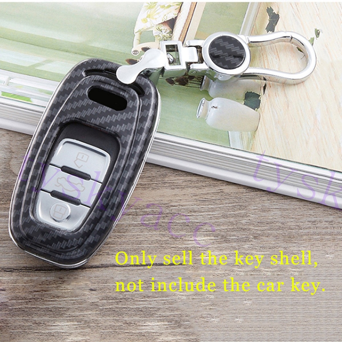 Carbon Fiber Key Case Cover Shell Fob For Audi SQ5 A5 S5 A6 S6 Keychain ...