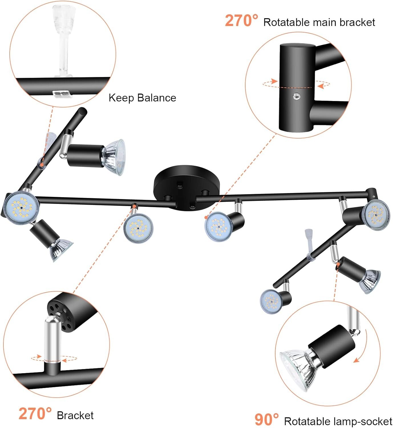 Ceiling Track Lighting Fixture,LED Track Light With Swing Arm,Ceiling ...