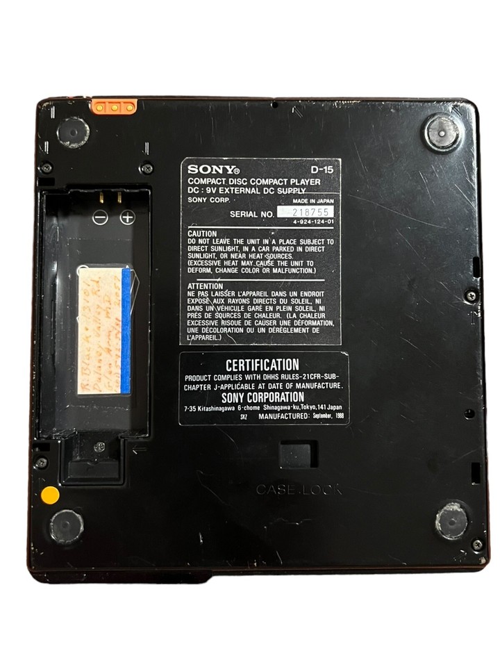 Sony Discman D-15 CD Player AS-IS for Parts/Repair | eBay