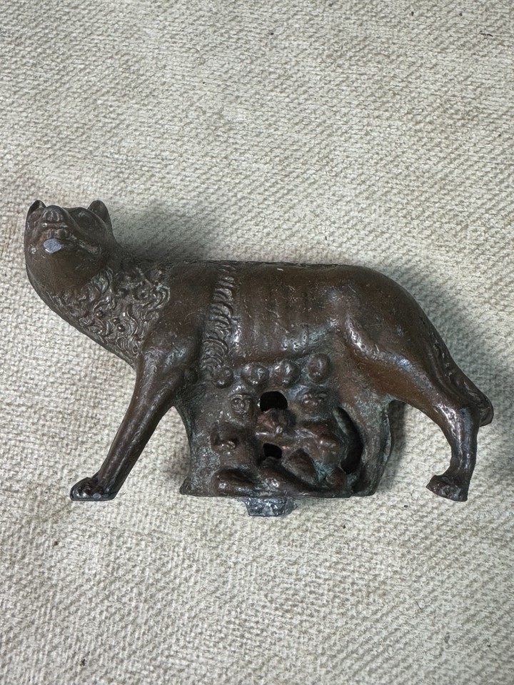 Vintage Lead Figurine – She-Wolf with Romulus and Remus - The Base Is ...