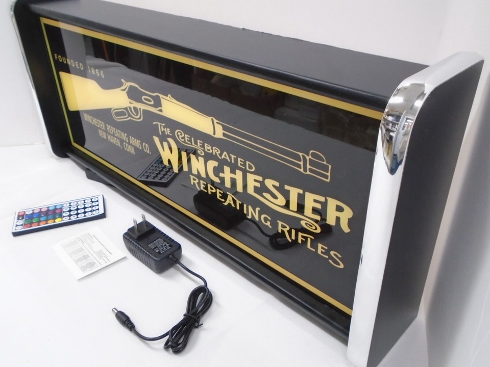 Winchester Black Old Logo LED Display lighted sign lightbox Wall ...