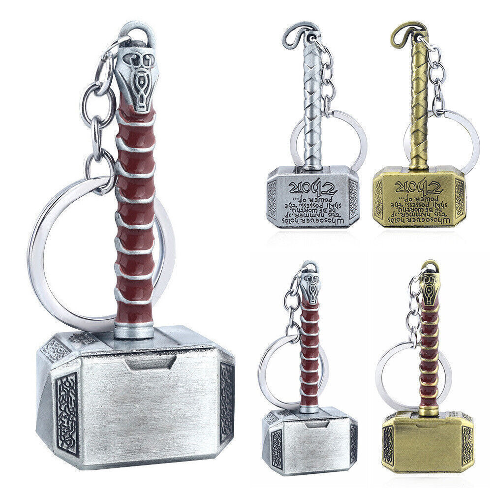 Marvel Avengers Thor's Hammer Keychain Creative Mjolnir Metal Keyring ...