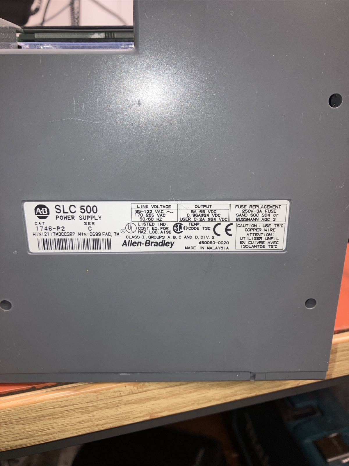 UK,B18,R,Allen Bradley SLC500 Power Supply+7 Slot Rack 1746-p2, 1746-A7 ...
