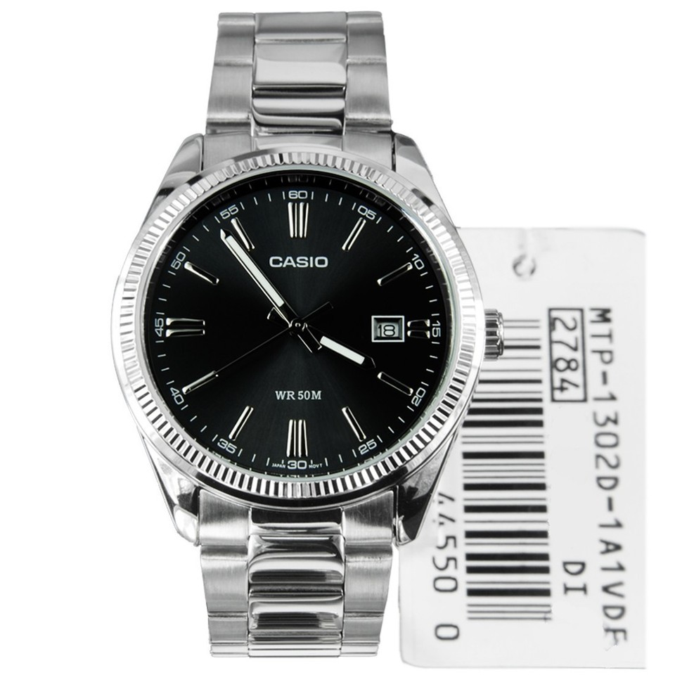 Casio New Original MTP-1302D-1A1 Men Analog Silver Stainless Steel ...